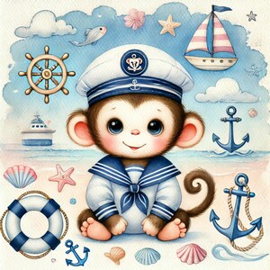 Little Sailors, Nautical Clipart, Cute Sailor Creatures, Sailor Theme ...