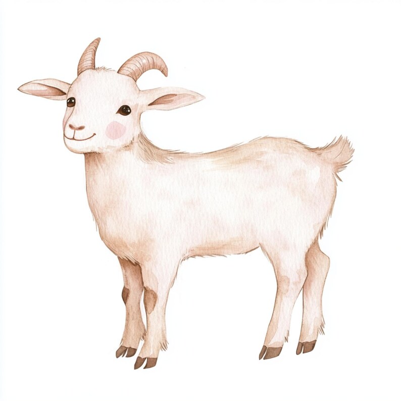 Goat Clipart, Farm Animal, Baby Goat Art, Cute Goat PNG, Farmhouse Kids ...