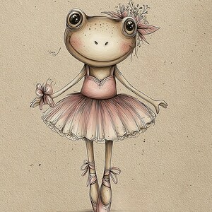 Frog Ballerina, Cute Frog Art, Ballet Animal, Pink Tutu Frog, Frog in ...