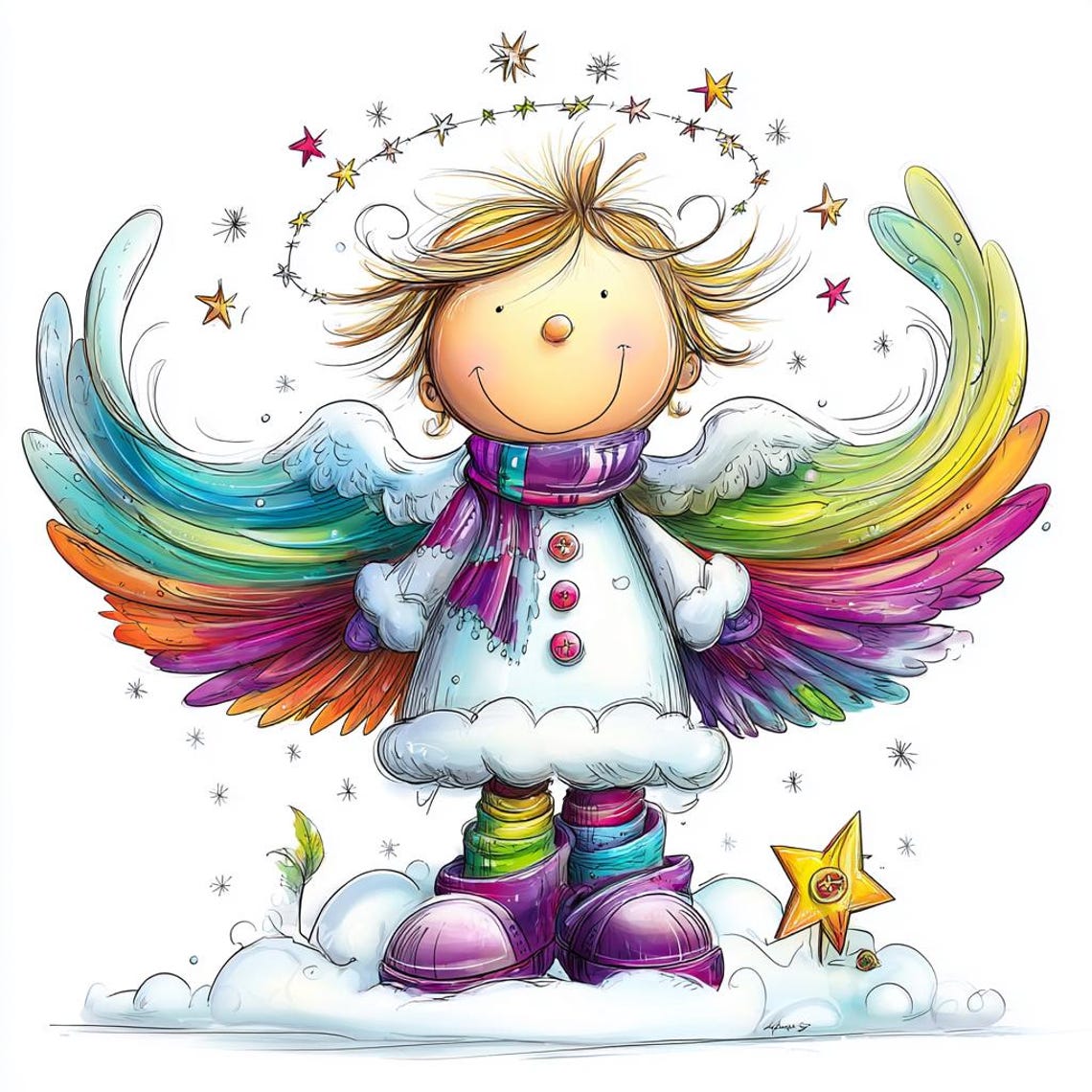 Rainbow Xmas, Colorful Tree, Bright Presents, Xmas Angel, Holiday Cheer ...