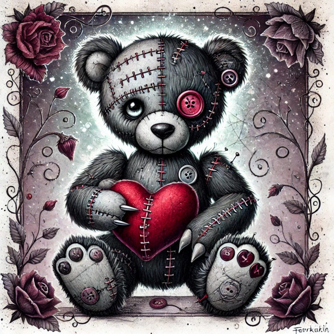 Gothic Teddy, Gothic Bear, Eerie Valentine, Dark Whimsy, Haunted Teddy ...