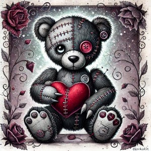 Gothic Teddy, Gothic Bear, Eerie Valentine, Dark Whimsy, Haunted Teddy ...