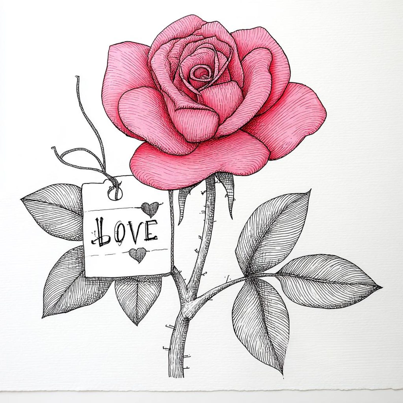 Romantic Bloom CLIPART, Hand Drawn Floral Sketch Art, Valentine Gift ...