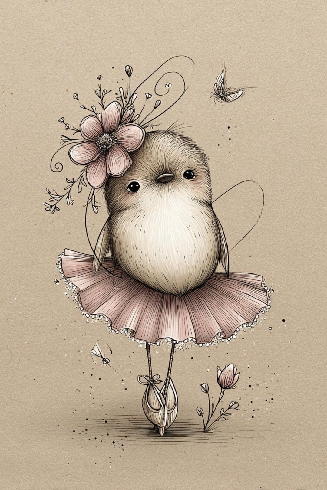 Bird Ballerina, Cute Bird Art, Pink Tutu Bird, Ballet Bird Pic, Bird in ...