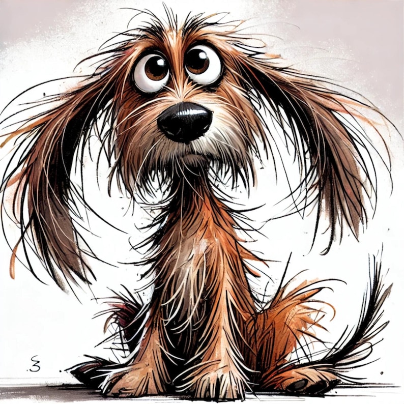 Scruffy Dog 3, Scruffy Dog Cartoon, Standing Shaggy Dog, Floppy-eared ...