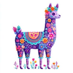 Calavera Llama, Floral Llama Art, Dia De Los Llamas, Colorful Llama ...
