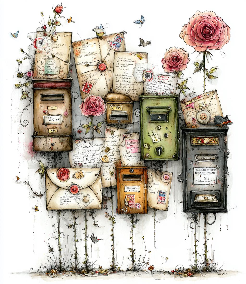 Mailbox Art, Vintage Letters, Floral Postbox, Rose Envelopes, Shabby ...