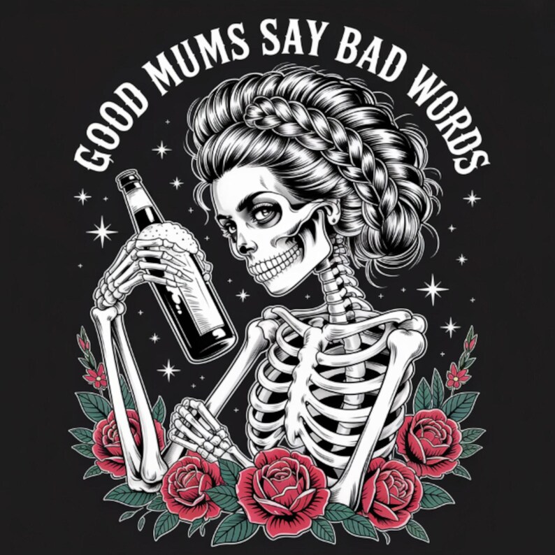 Bad Moms Club, Mom Skull Art, Retro Mom Shirt, Punk Mom Design, Edgy ...