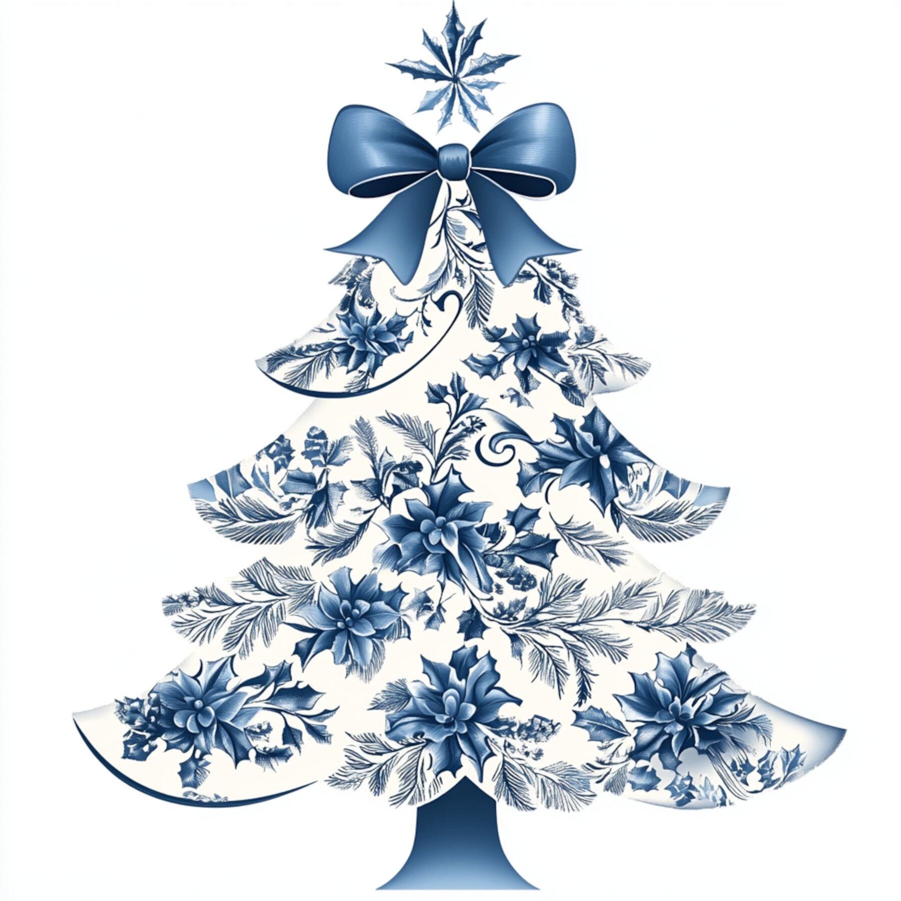 Chinoiserie Tree, Blue Xmas Art, Elegant Holiday, Delft Christmas ...