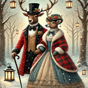 Victorian Reindeer - 12 Jpg Reindeer Images, Cute Reindeer, Dressed up ...
