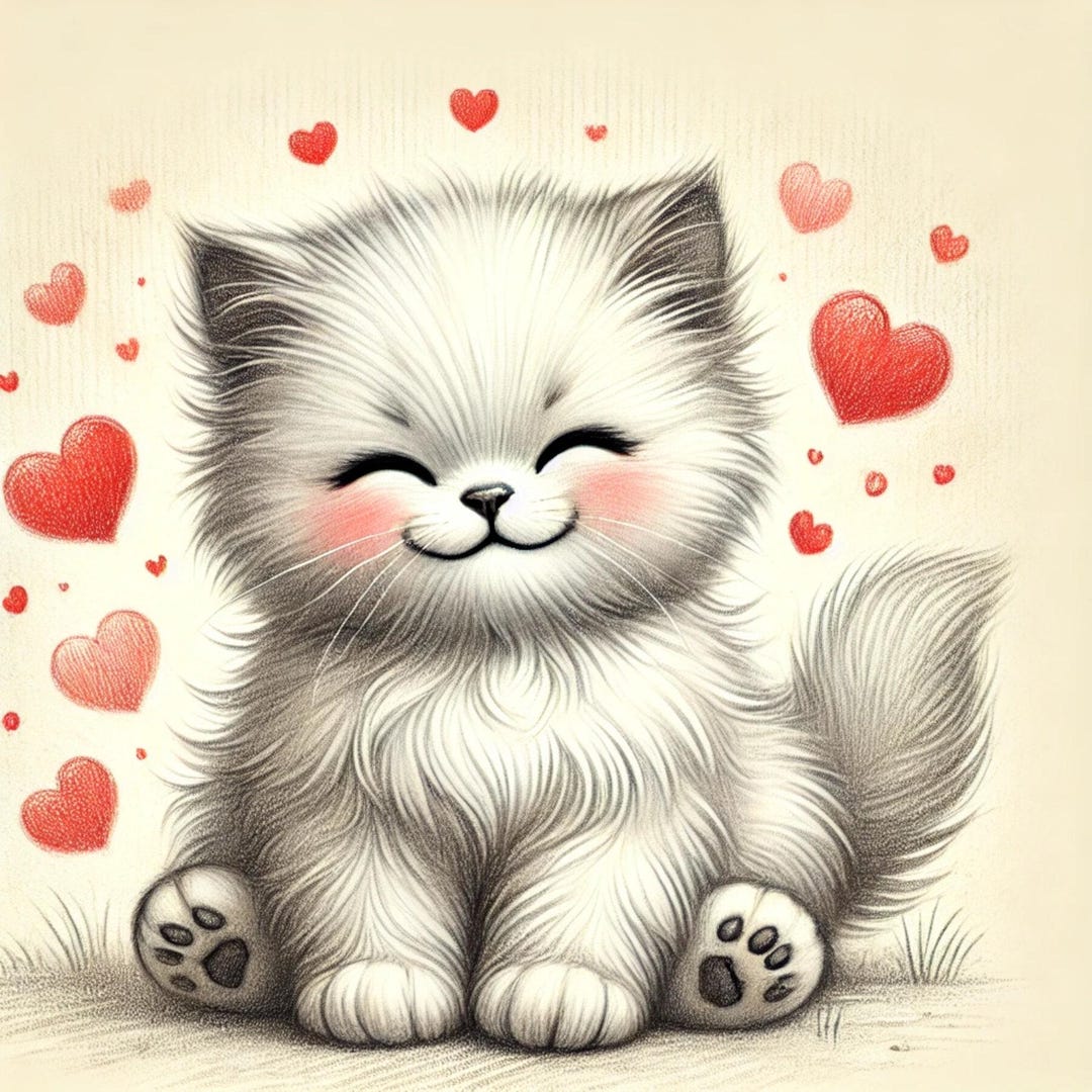 Love Cats, Valentine Cats, Romantic Cats, Whimsical Cats, Love Theme ...