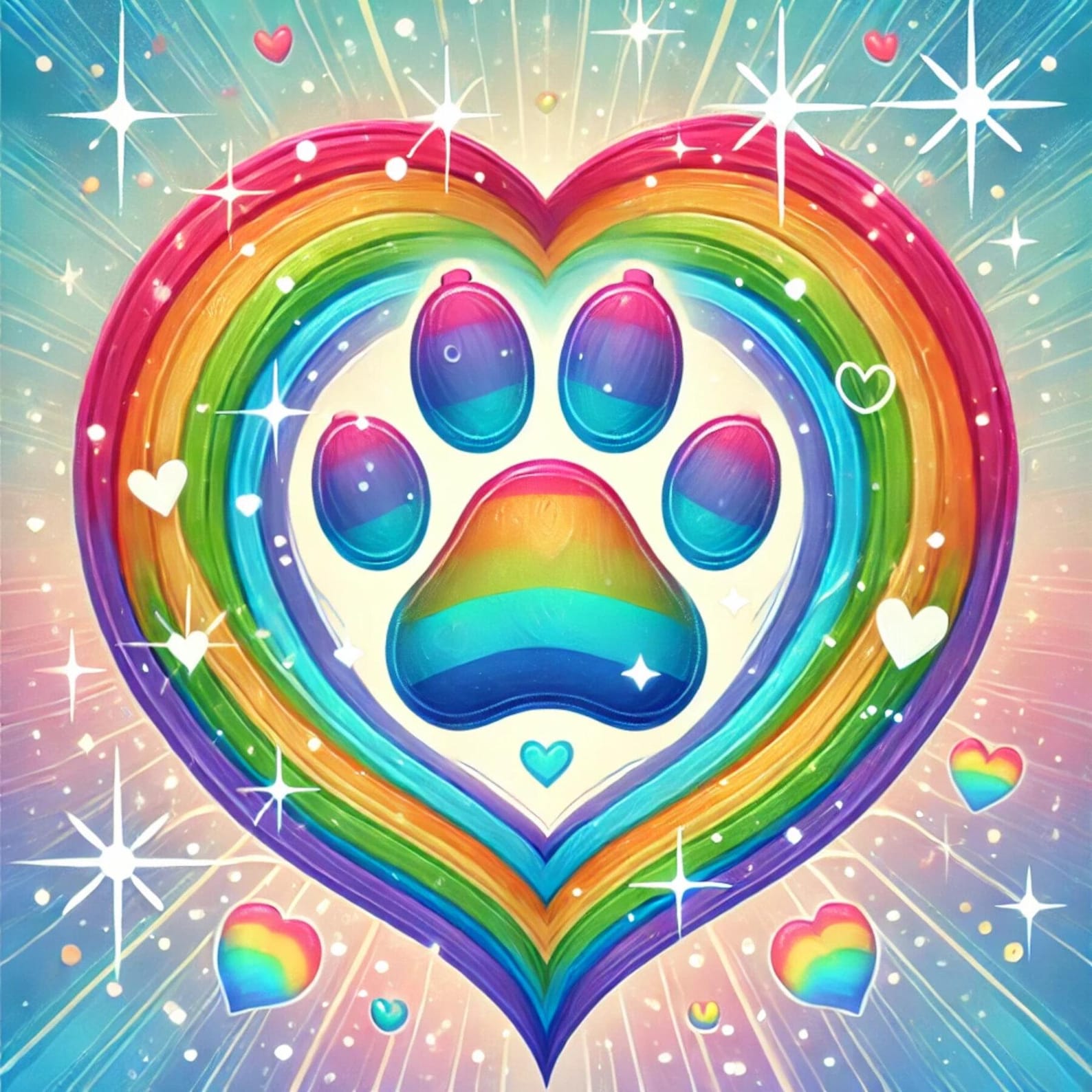 Paw Print Hearts, Rainbow Paw Prints, Pets, Rainbow Art, Paw Print ...
