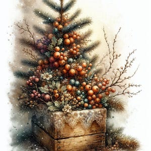 Rustic Christmas Tree Clipart - 15 High Quality Jpgs - Digital Download ...