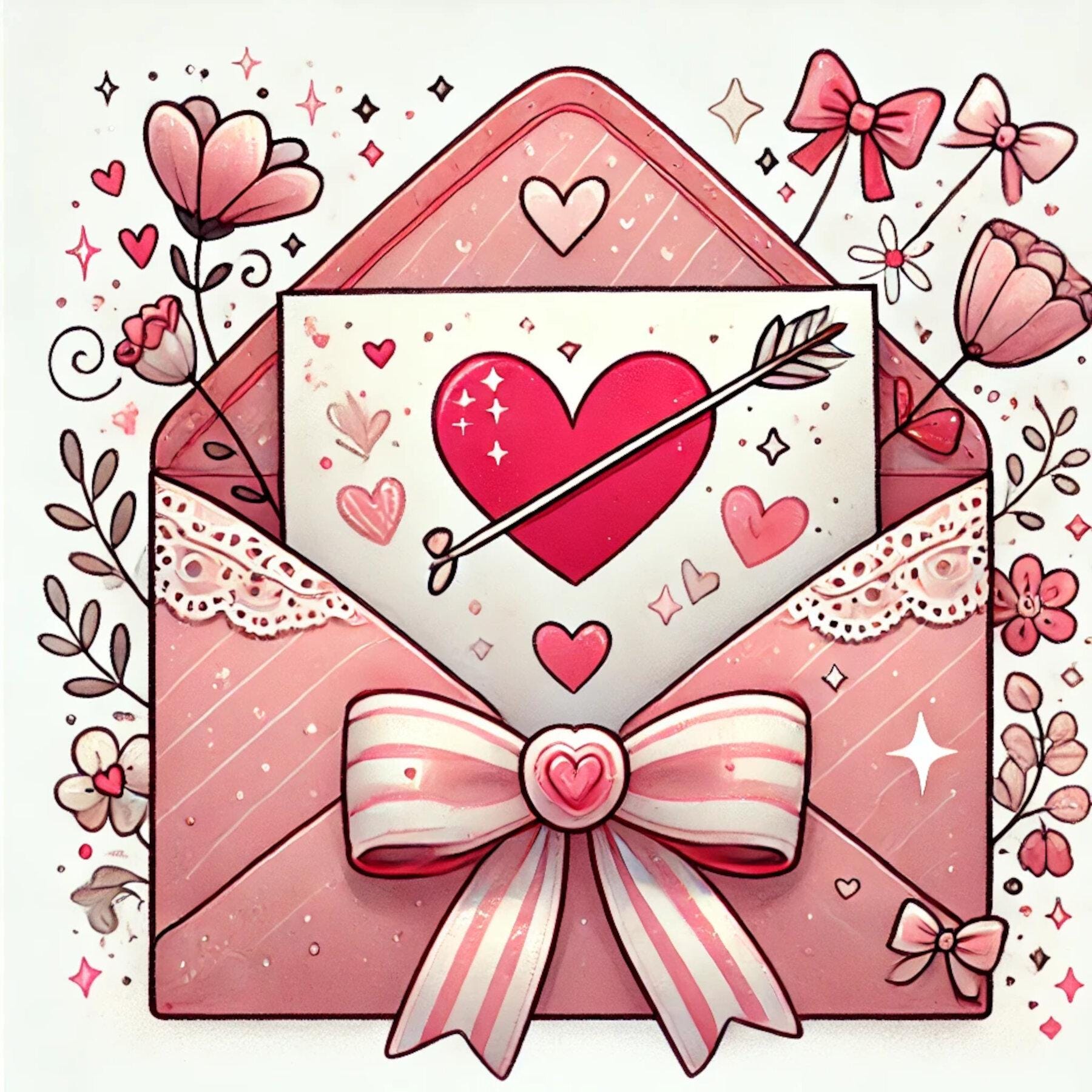 Love Letters, Valentines Day, Romantic Clipart, Valentine Clipart, 14th ...