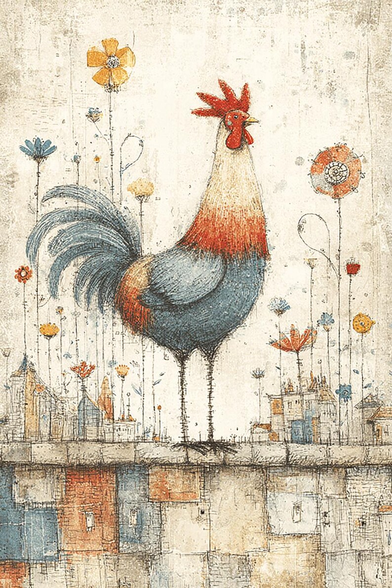 Mexican Rooster, Folk Art Bird, Rustic Rooster, Farmhouse Decor ...