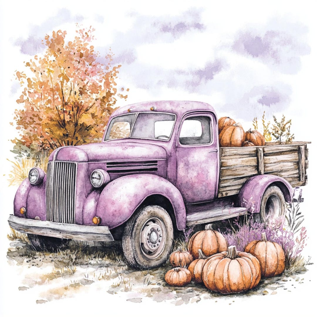 Pumpkin Truck, Fall Pickup, Harvest Truck, Autumn Decor, Vintage Truck ...