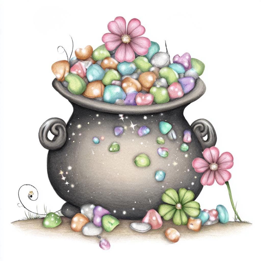 Rainbow Cauldron CLIPART, Whimsical St Patrick Rainbow Pot Art, Pastel ...
