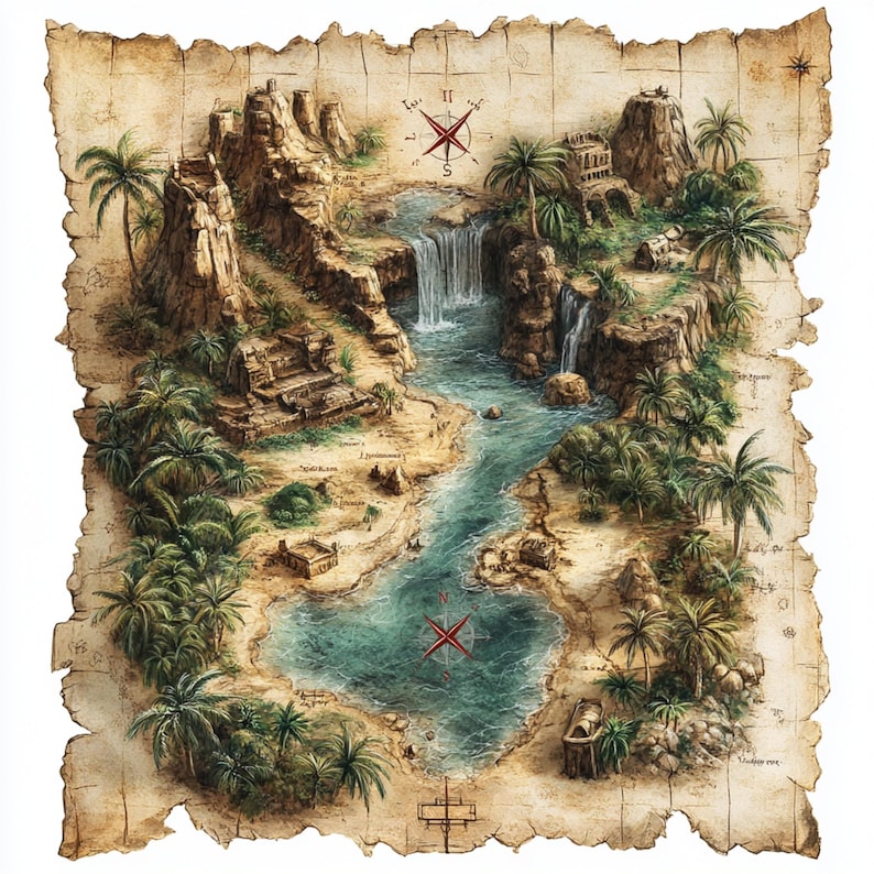 Treasure Map, Pirate Map, Old Map Art, X Marks Map, Vintage Map ...