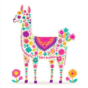 Calavera Llama, Floral Llama Art, Dia De Los Llamas, Colorful Llama ...
