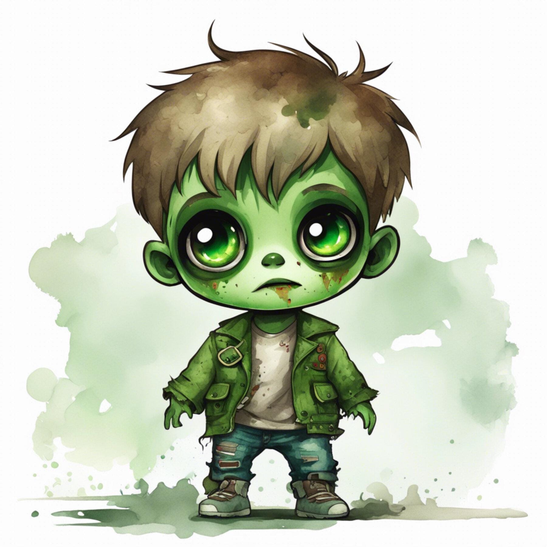 8 Cute Zombie Boy Clipart, Whimsical Character, Zombie Clipart, Zombie ...