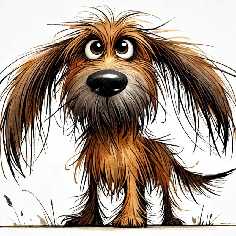 Scruffy Dog 3, Scruffy Dog Cartoon, Standing Shaggy Dog, Floppy-eared ...