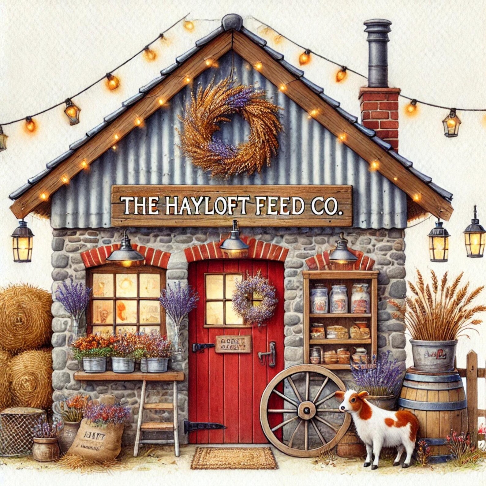 Farm Feed Store, Farm Shop Clipart, Feed Store Art, Rustic Shop ...