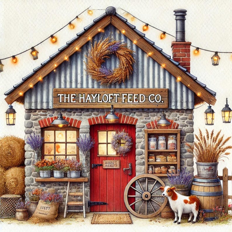 Farm Feed Store, Farm Shop Clipart, Feed Store Art, Rustic Shop ...