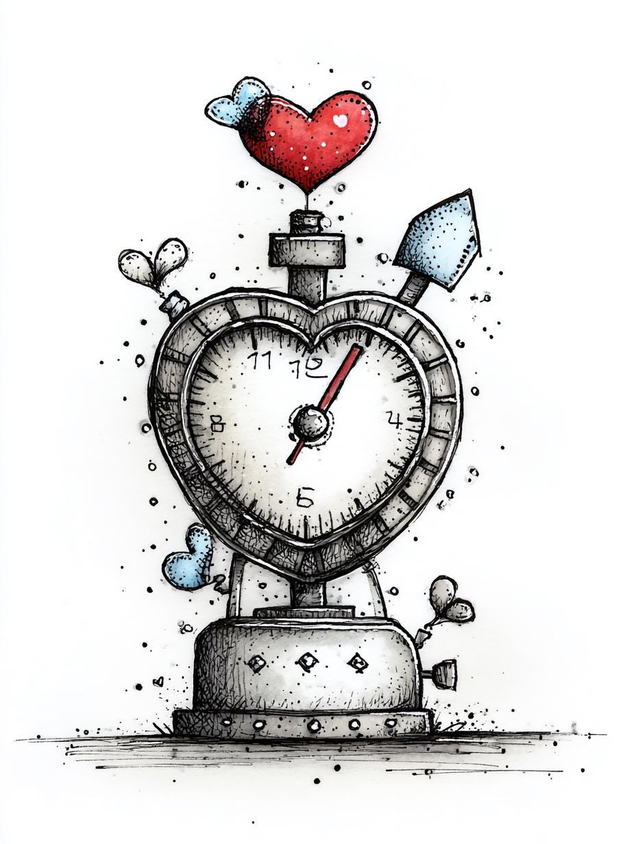 Heart Timers, Steampunk Valentine Clock PNG Set, Quirky Love Machines ...