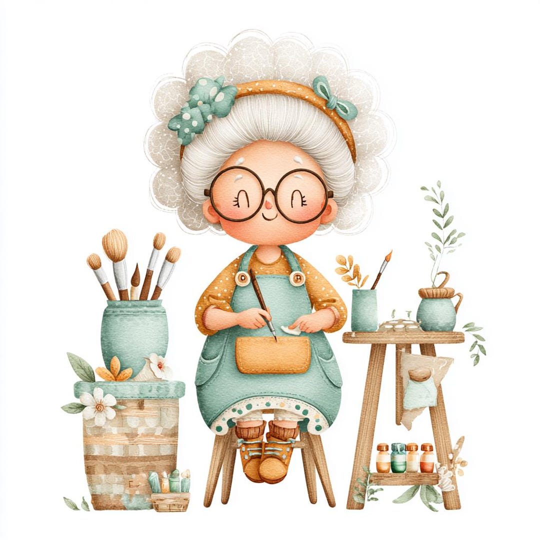 Craft Class, Painting Granny, Art Workshop, Cute Craft, Granny Painting ...