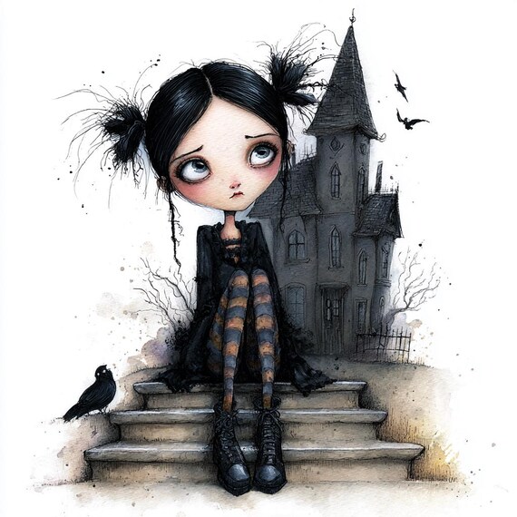 Sad Goth Girl Cartoon