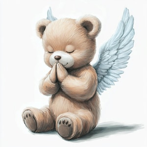 Whispers of Heaven, Angel Teddy, Cute Bear Art, Praying Bear, Baby ...