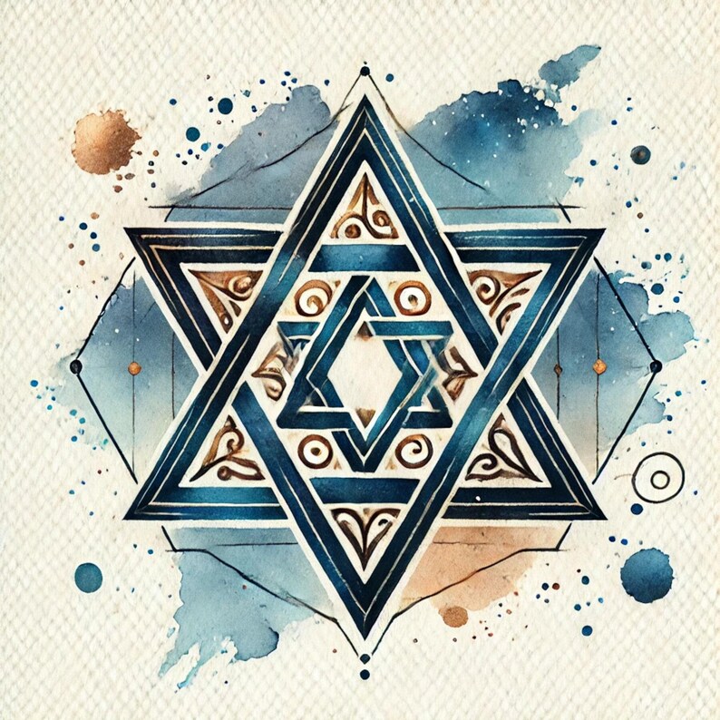 The Jewish Collection, Jewish Clipart, Star of David, Gold Blue Art ...