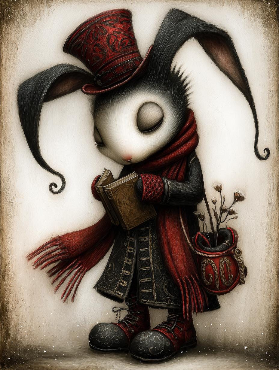 Victorian Rabbits, Red Cloak Bunny, Storybook Rabbit Art, Steampunk ...
