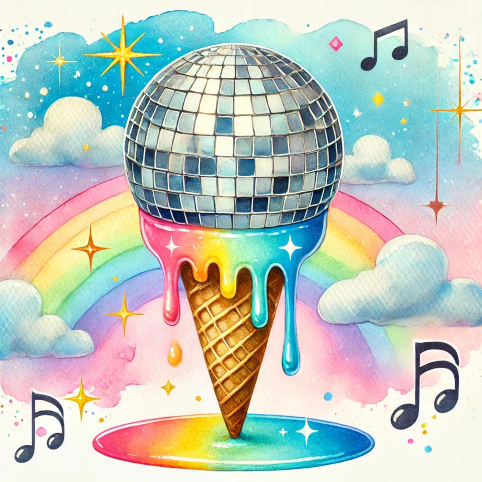 Groovy Summer, Groovy Clipart, Summer Vibes, Retro Design, Watercolor ...