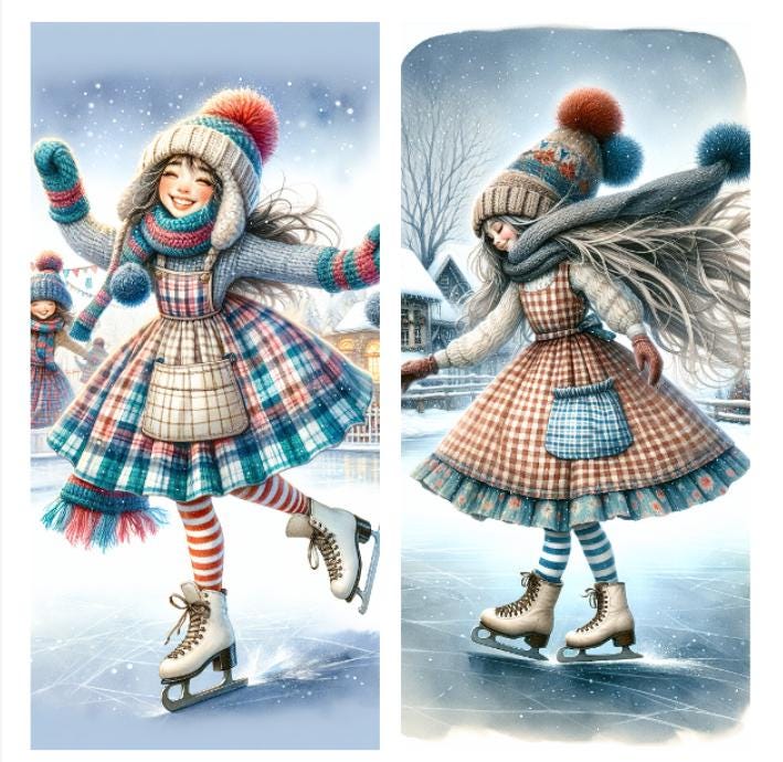 12 Whimsical Ice Skating Clipart: Fun, Playful Characters Gliding on ...