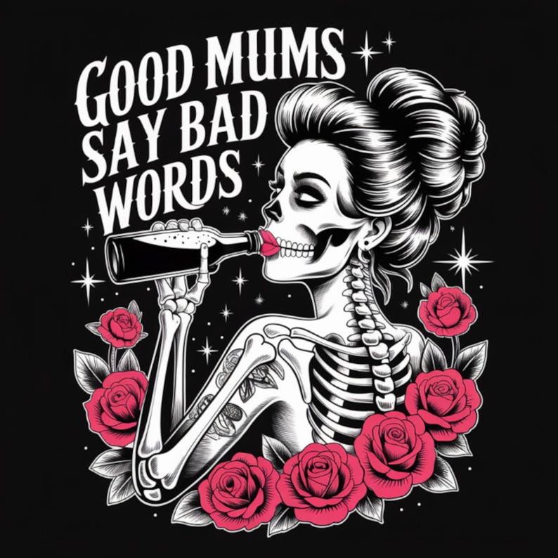 Bad Moms Club, Mom Skull Art, Retro Mom Shirt, Punk Mom Design, Edgy ...