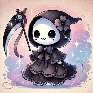 Pastel Reaper, Cute Grim Reaper, Pastel Horror, Kawaii Reaper, Spooky ...