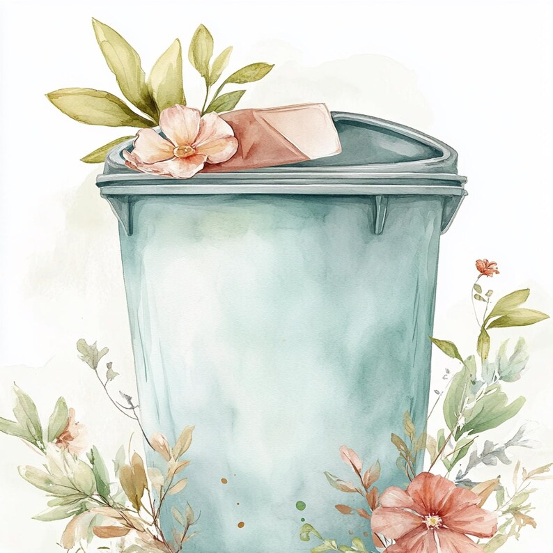 Recycling Bin, Eco Clipart, Trash Can Art, Green Waste Art, Compost Bin ...