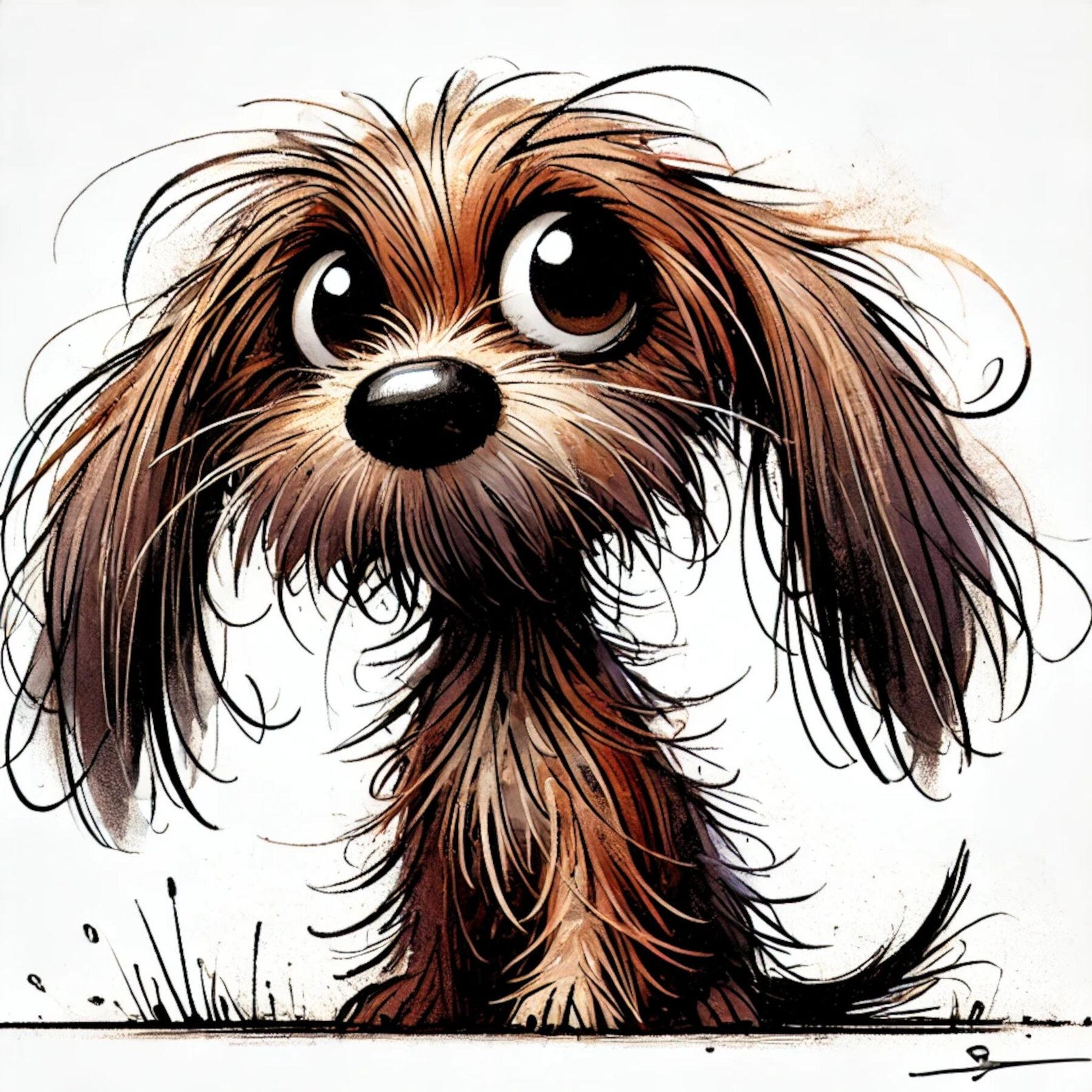 Scruffy Dog 3, Scruffy Dog Cartoon, Standing Shaggy Dog, Floppy-eared ...