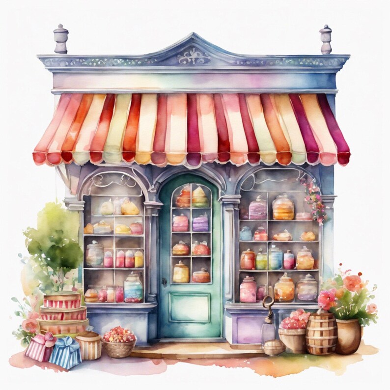 Ye Old Village Sweet Shop, Sweet Shop Clipart, Vintage Clipart, Sweet ...