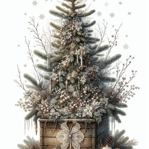 Rustic Christmas Tree Clipart - 15 High Quality Jpgs - Digital Download ...