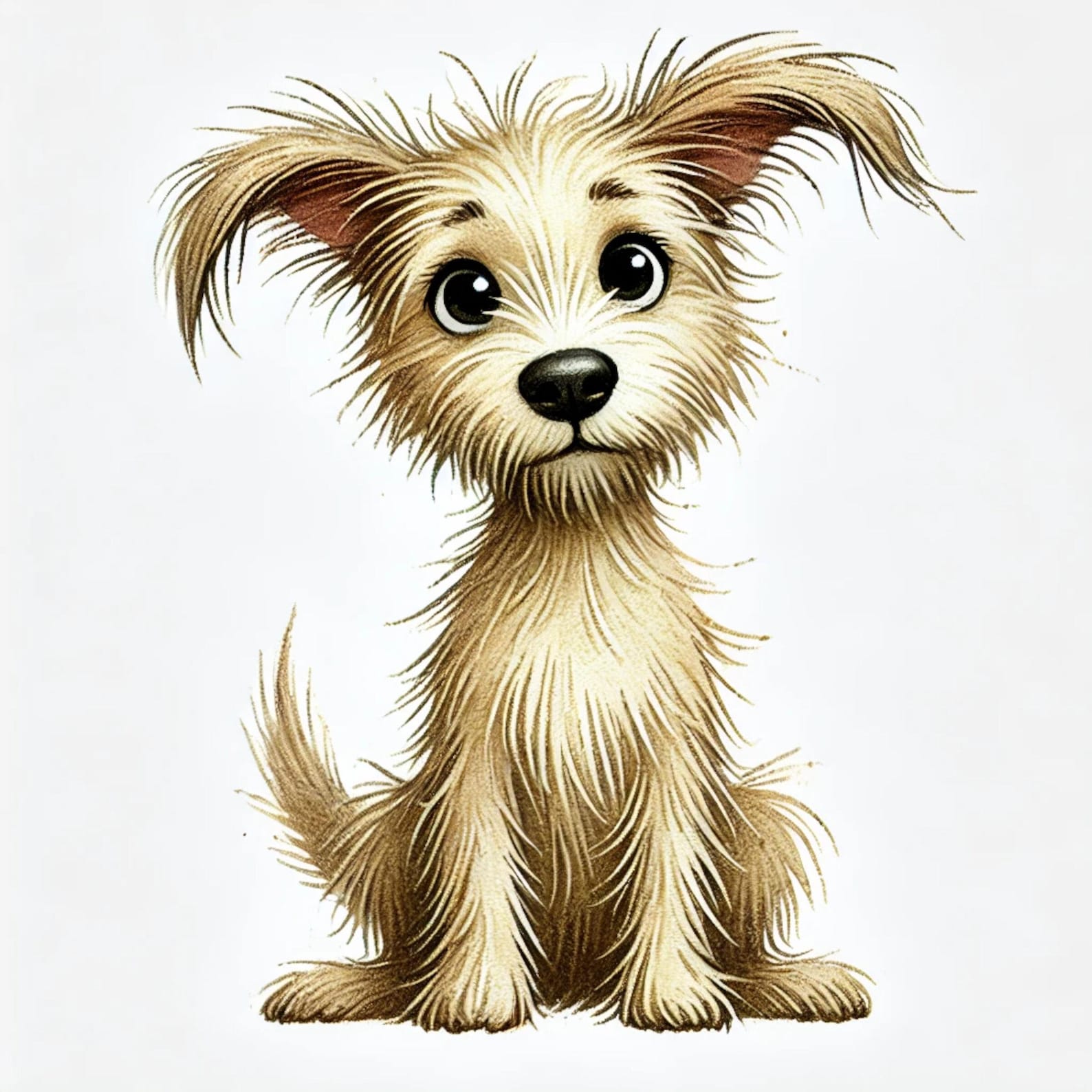 Clipart Scruffy Dogs, JPG Watercolour Images of Cartoon Hounds, Scruffy ...