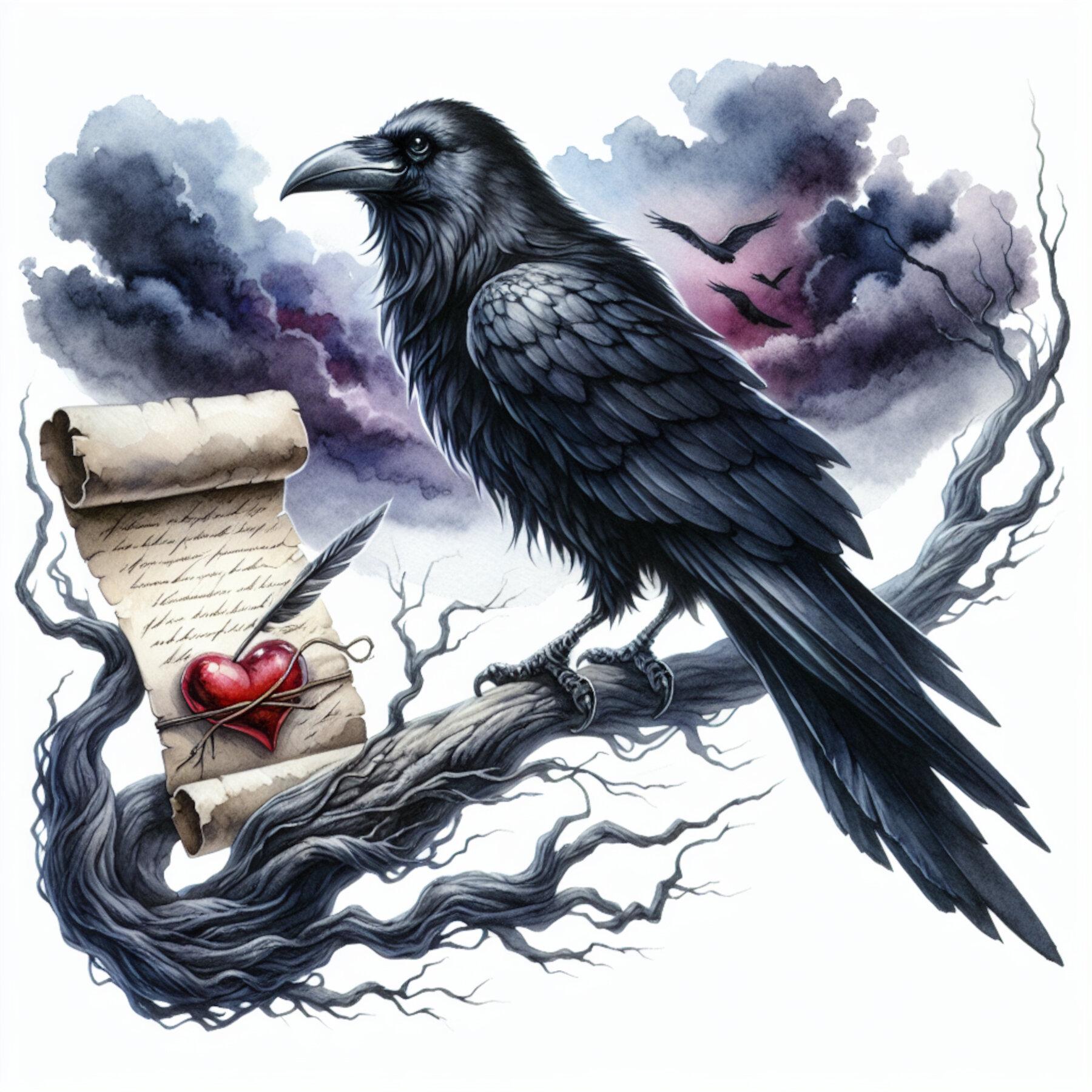 Gothic Raven, Gothic Raven Art, Dark Romance Bird, Watercolor Whimsy ...