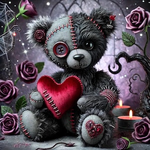 Gothic Teddy, Gothic Bear, Eerie Valentine, Dark Whimsy, Haunted Teddy ...