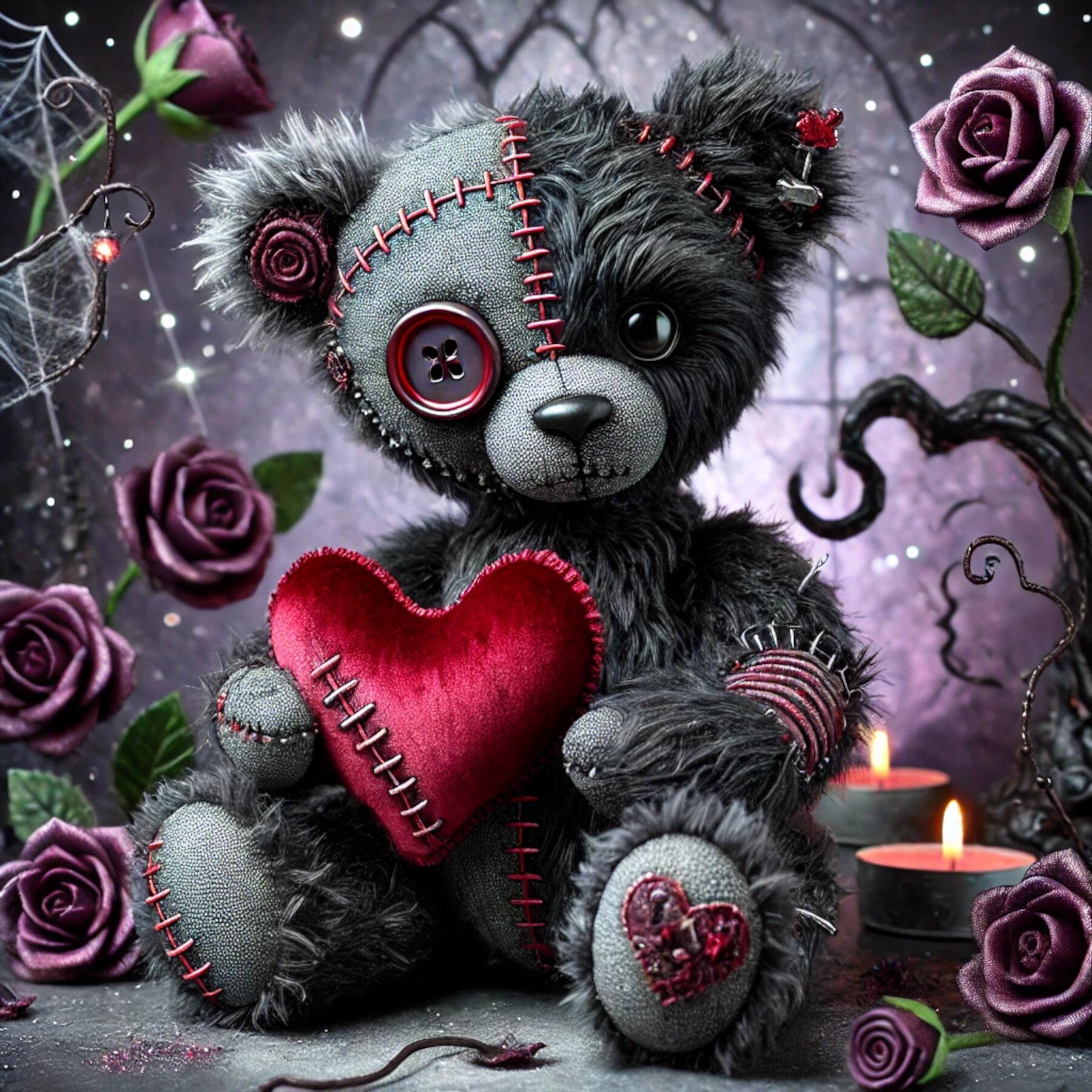 Gothic Teddy, Gothic Bear, Eerie Valentine, Dark Whimsy, Haunted Teddy ...