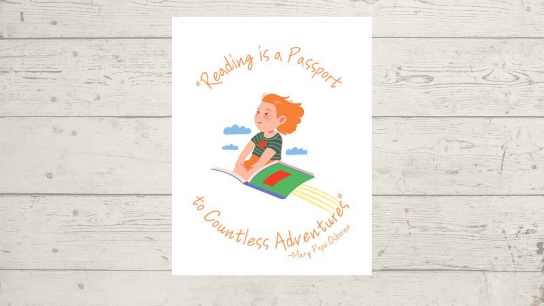 Reading is a Passport to Countless Adventures Poster Digital Download ...