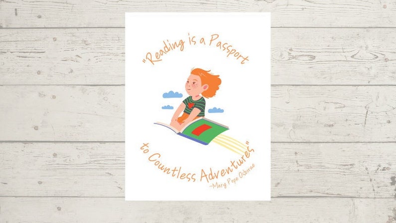 Reading is a Passport to Countless Adventures Poster Digital Download ...