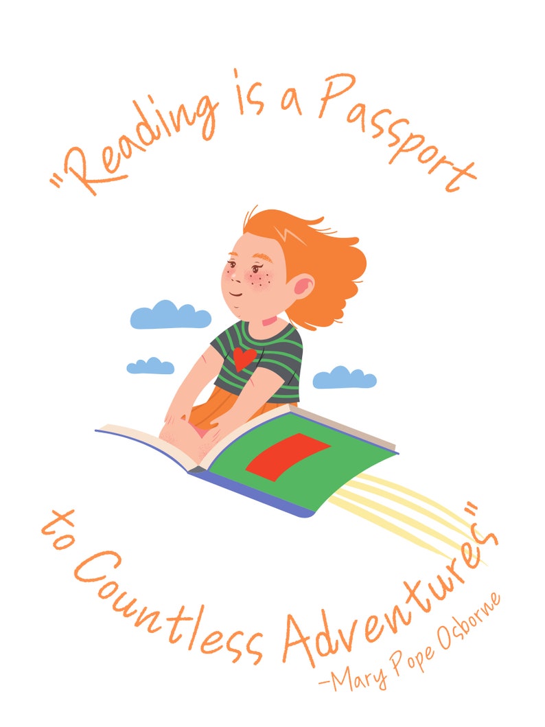 Reading is a Passport to Countless Adventures Poster Digital Download ...