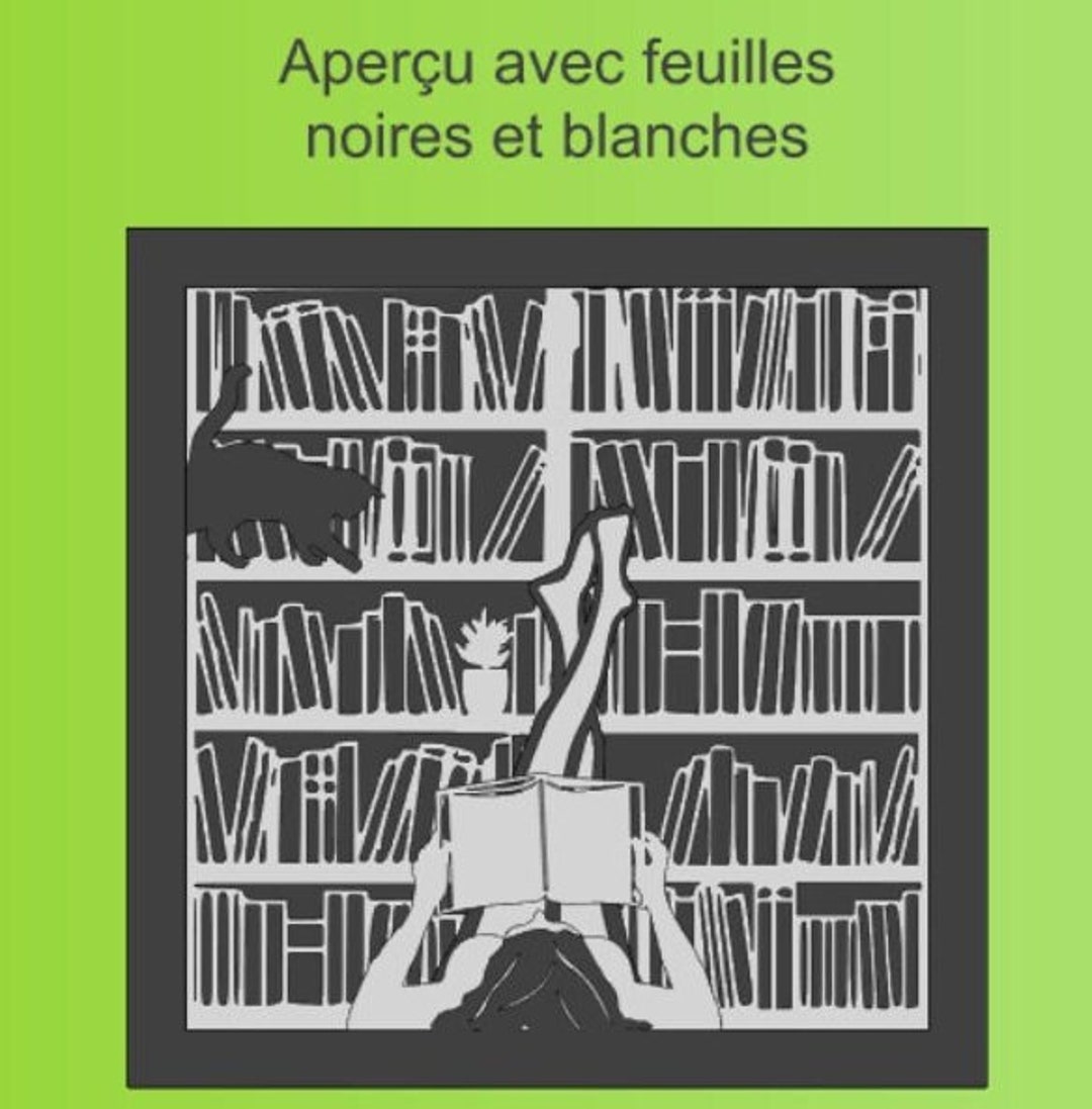 Library Papercut Square Lightbox SVG File DIY, Bookstore Shadow Box ...