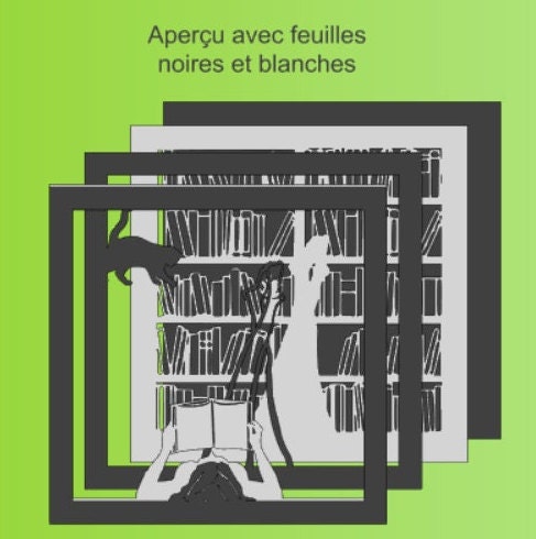 Library Papercut Square Lightbox SVG File DIY, Bookstore Shadow Box ...